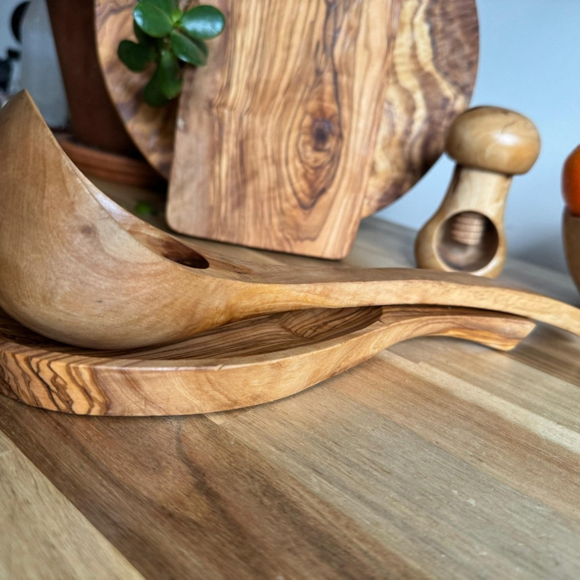 Olive Wood Spoon Rest Handmade Olive Wood - Etsy