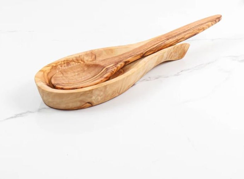 Olive Wood Spoon Rest Handmade Olive Wood - Etsy