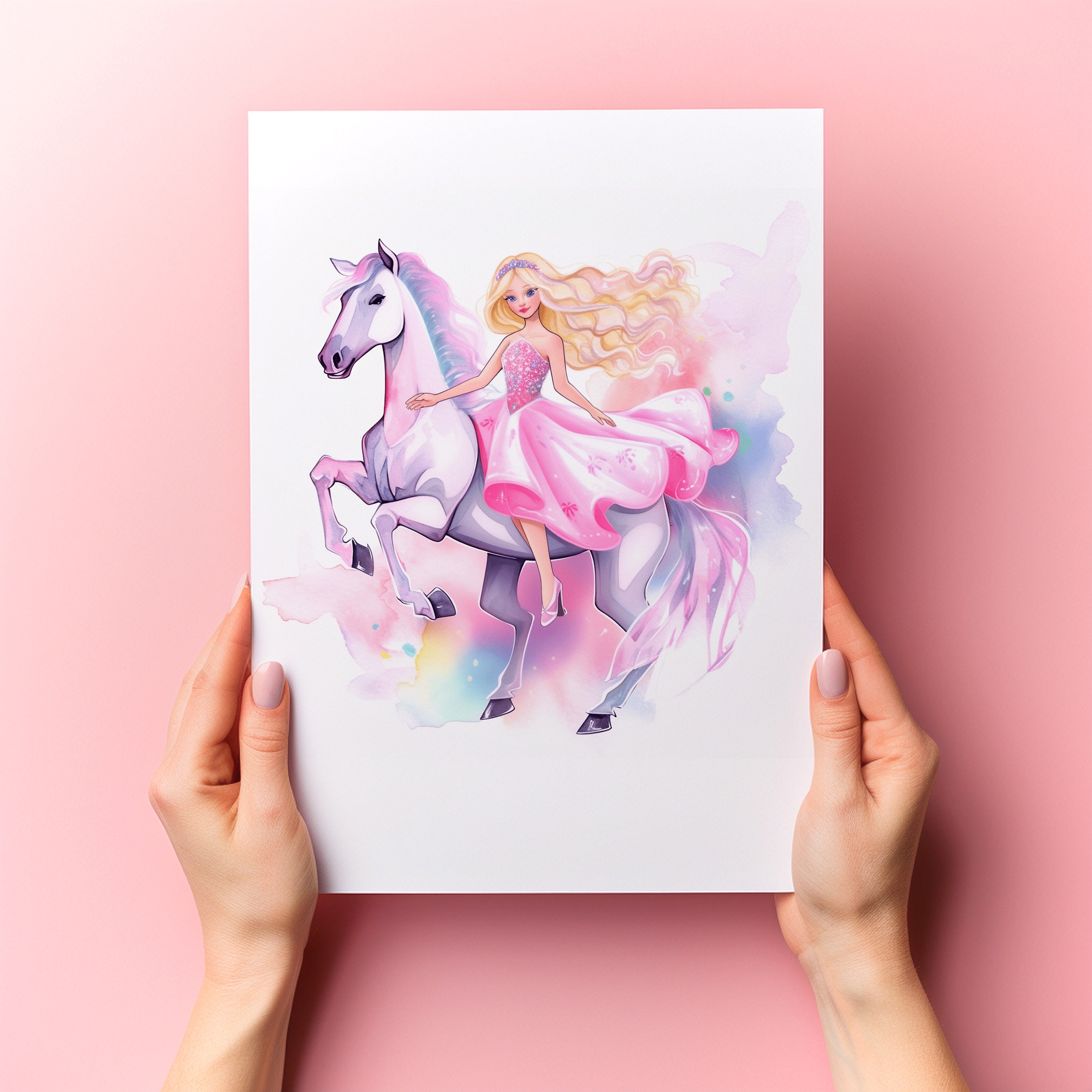 Set of 6 Pink Barbie Print Set Printable Wall Art Girls Room Decor Kids ...