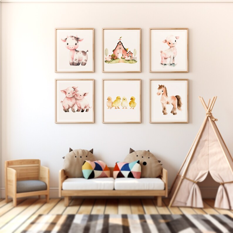Charming Farm Animal Prints Farm Playroom Decor Barn Yard - Etsy