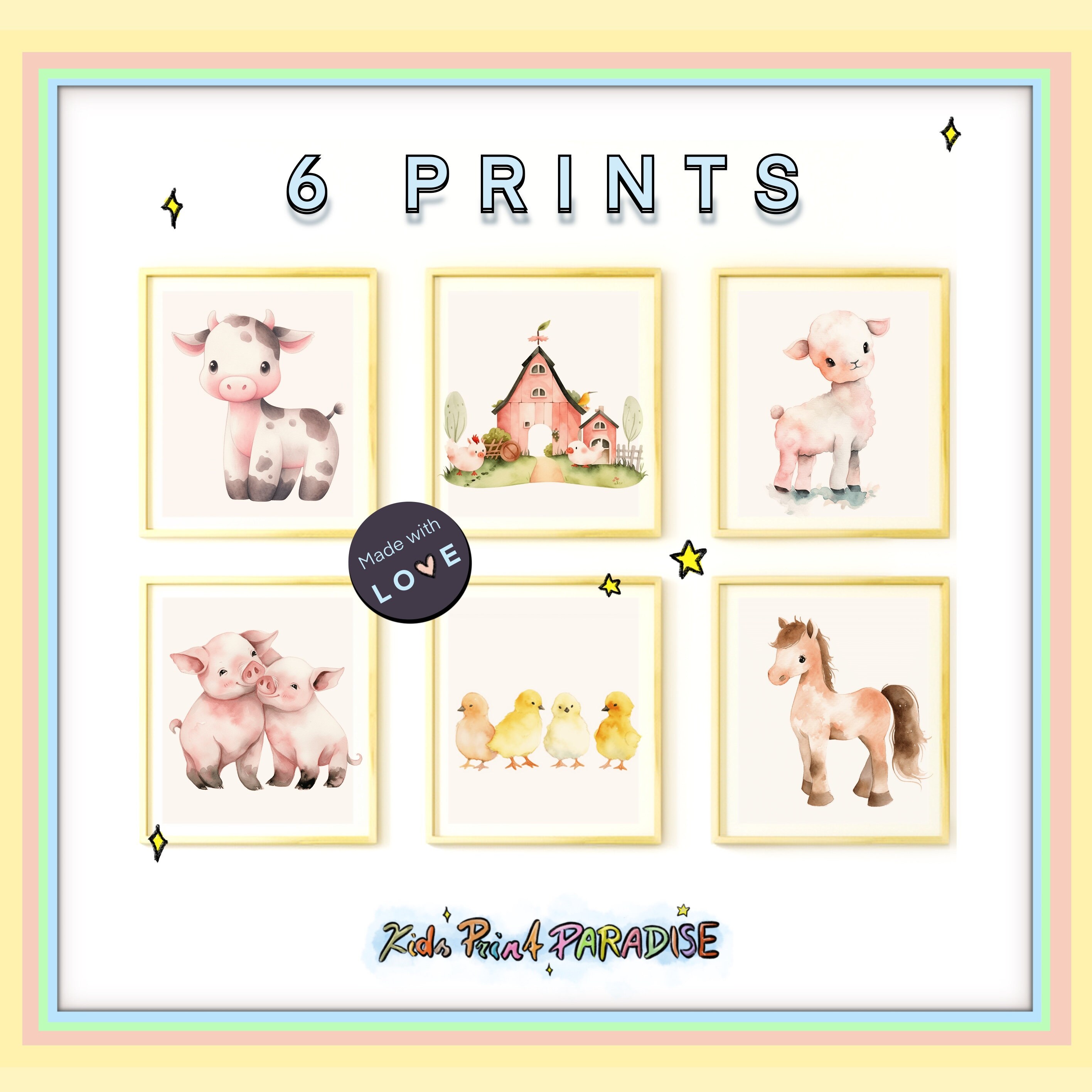 Charming Farm Animal Prints Farm Playroom Decor Barn Yard - Etsy