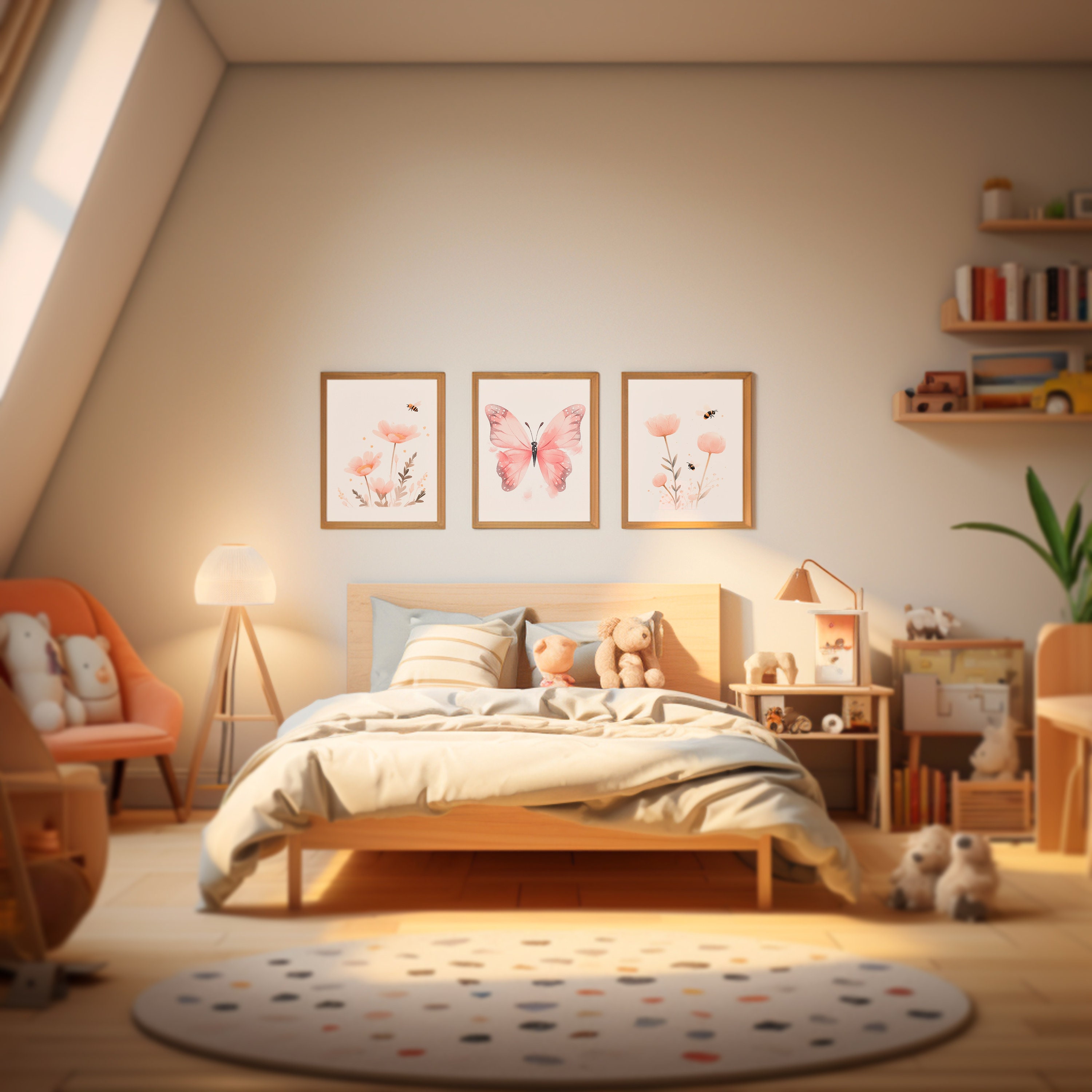 Watercolor Butterfly Wall Art for Girls Bedroom Decor Printable Art for ...