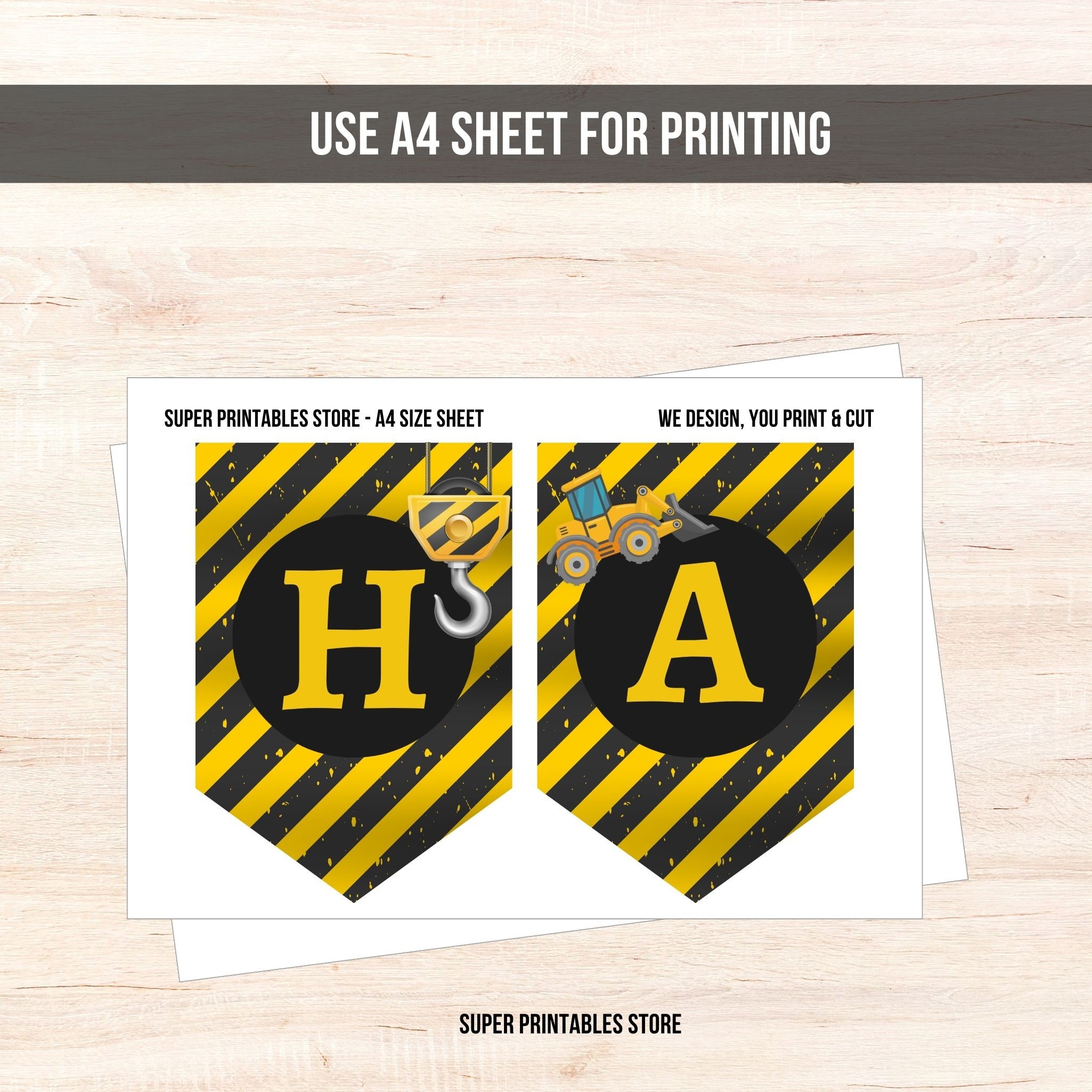 Printable Construction Theme Birthday Banner - Instant Download - Etsy