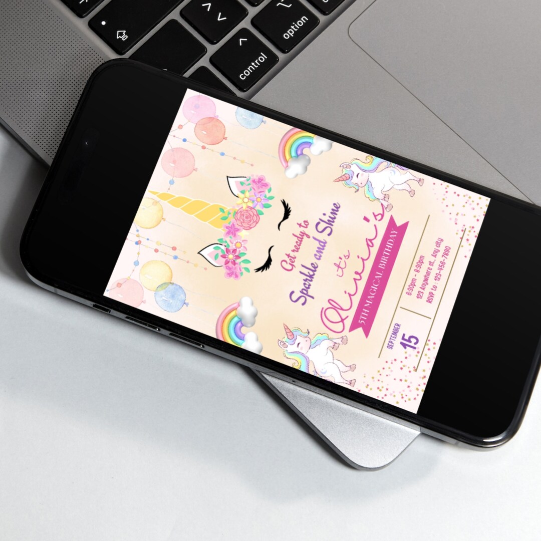 Editable Unicorn Theme Invitation Enchanting Digital Download for ...