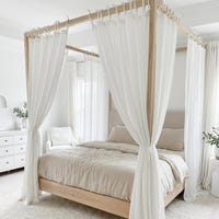 White Silk Sheer Bed Canopy Curtains: Lace Tulle Drapes - Etsy