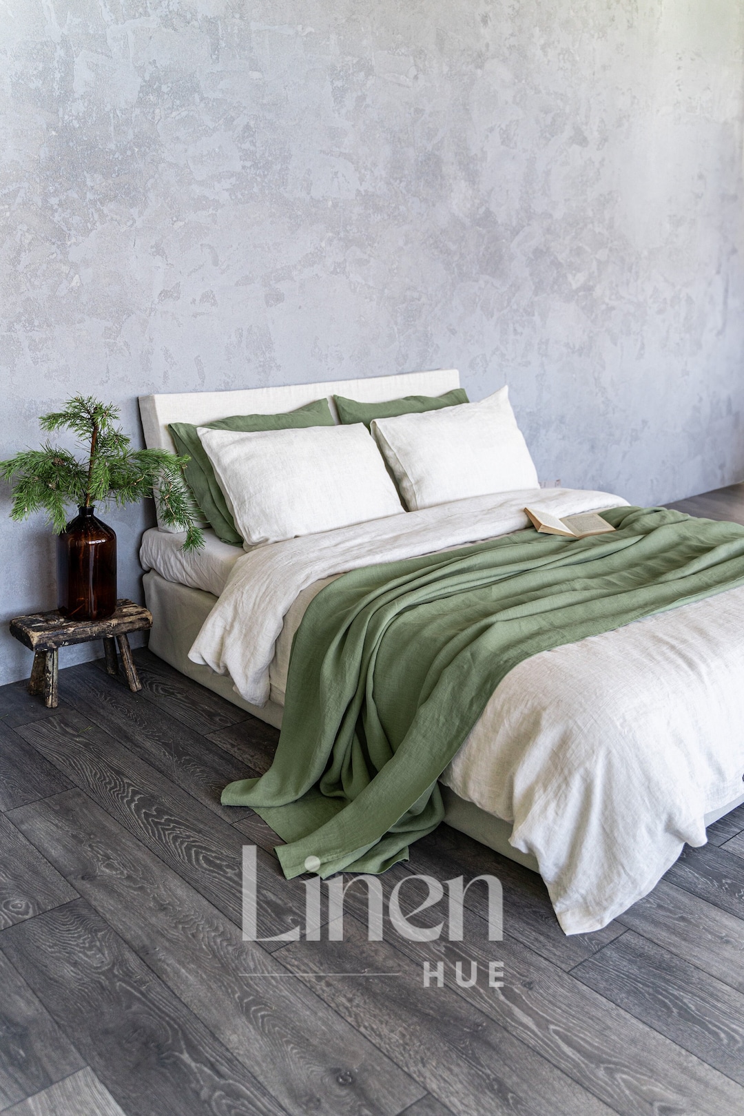 Natural Linen Bedspread | Linen Bed Throw | Natural Bed Cover | Rustic ...