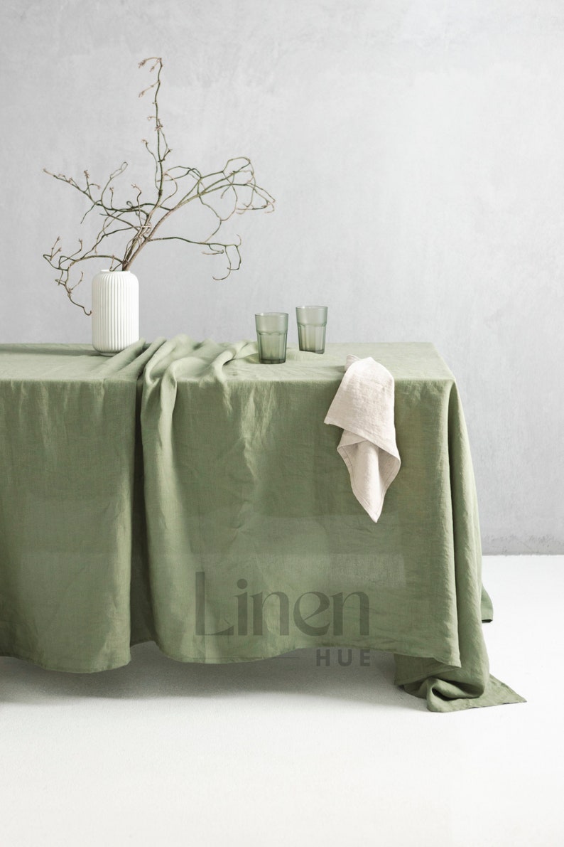 Natural Linen Tablecloth, Extra Large Rectangle Tablecloth, Oval Table ...