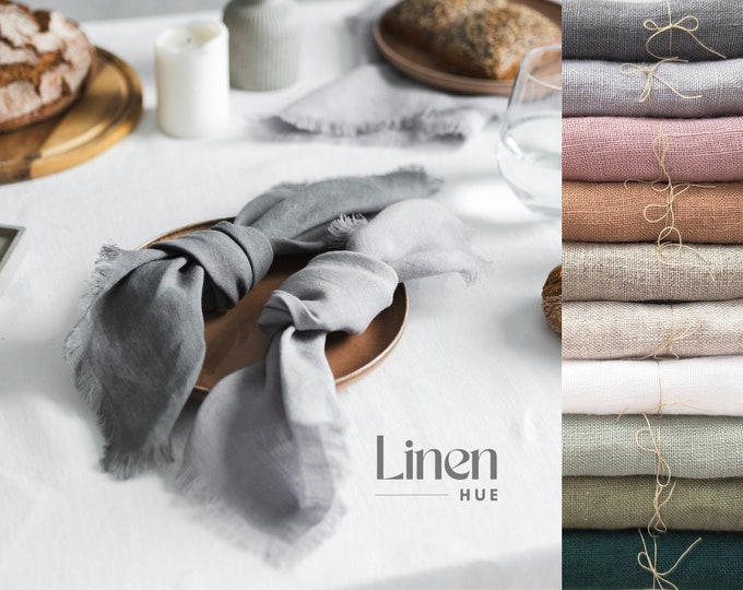 Set of Linen Napkins, Stonewashed Natural Linen Table Napkins Set ...