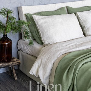 Natural Linen Bedspread | Linen Bed Throw | Natural Bed Cover | Rustic ...