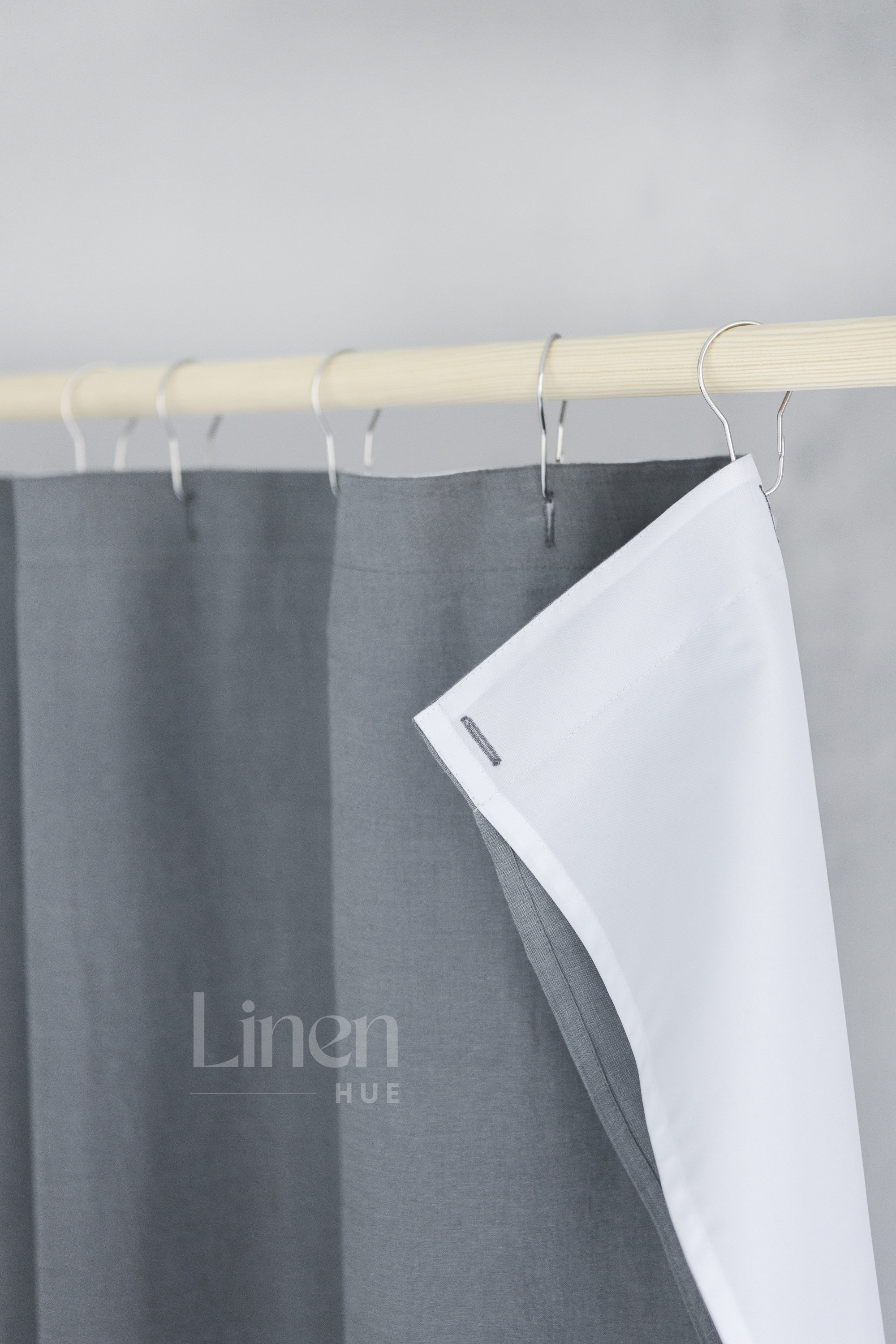 Linen Shower Curtain With Waterproof Lining,farmhouse Bathroom Drape ...