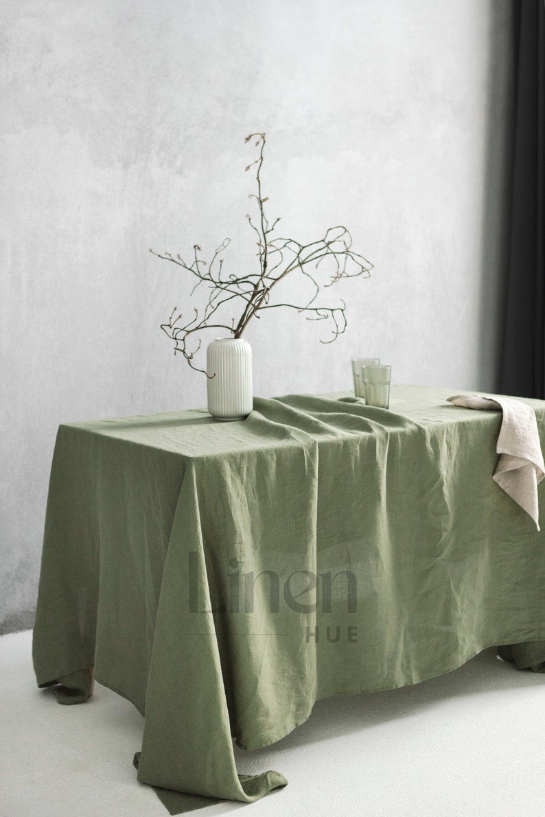 Natural Linen Tablecloth, Extra Large Rectangle Tablecloth, Oval Table ...