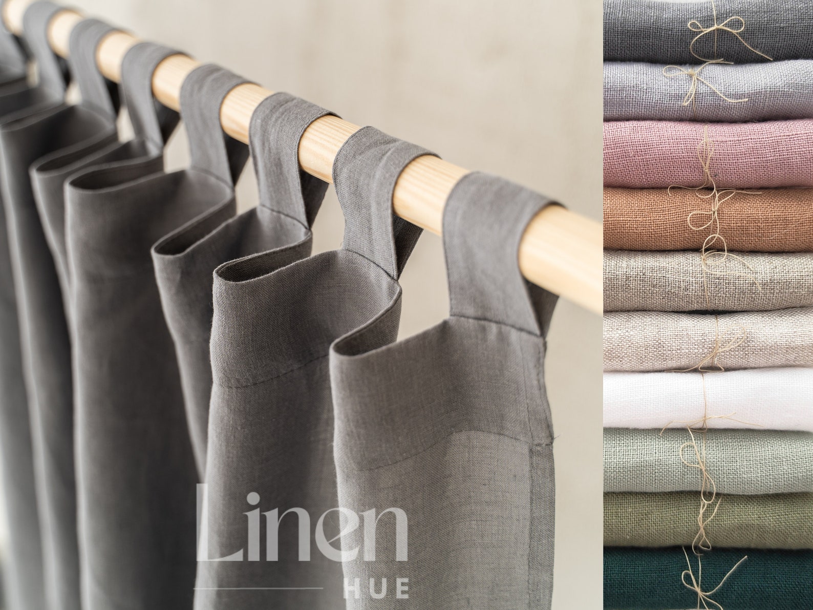 Tab Top Linen Curtain Panels 2 Pcs Set of 2 Natural Linen Curtains for ...