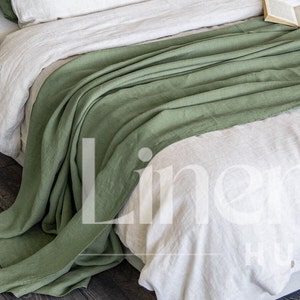 Washed Linen Bed Top Sheet, Linen Bedspread, Linen Bed Coverlet, Linen ...