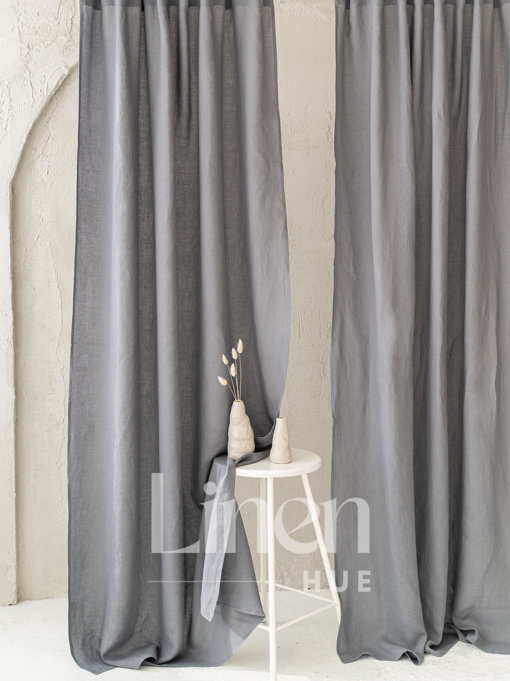 Natural Linen Grommet Curtains, Linen Curtain Panels Set of 2, Extra ...