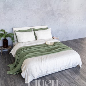 Washed Linen Bed Top Sheet, Linen Bedspread, Linen Bed Coverlet, Linen ...