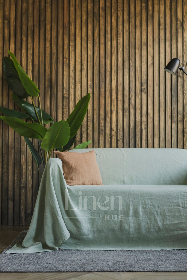 Sofa Cover, Linen Couch Cover, Large Sofa Throw, Linen Slipcover, Linen ...