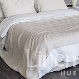 Washed Linen Bed Top Sheet, Linen Bedspread, Linen Bed Coverlet, Linen ...
