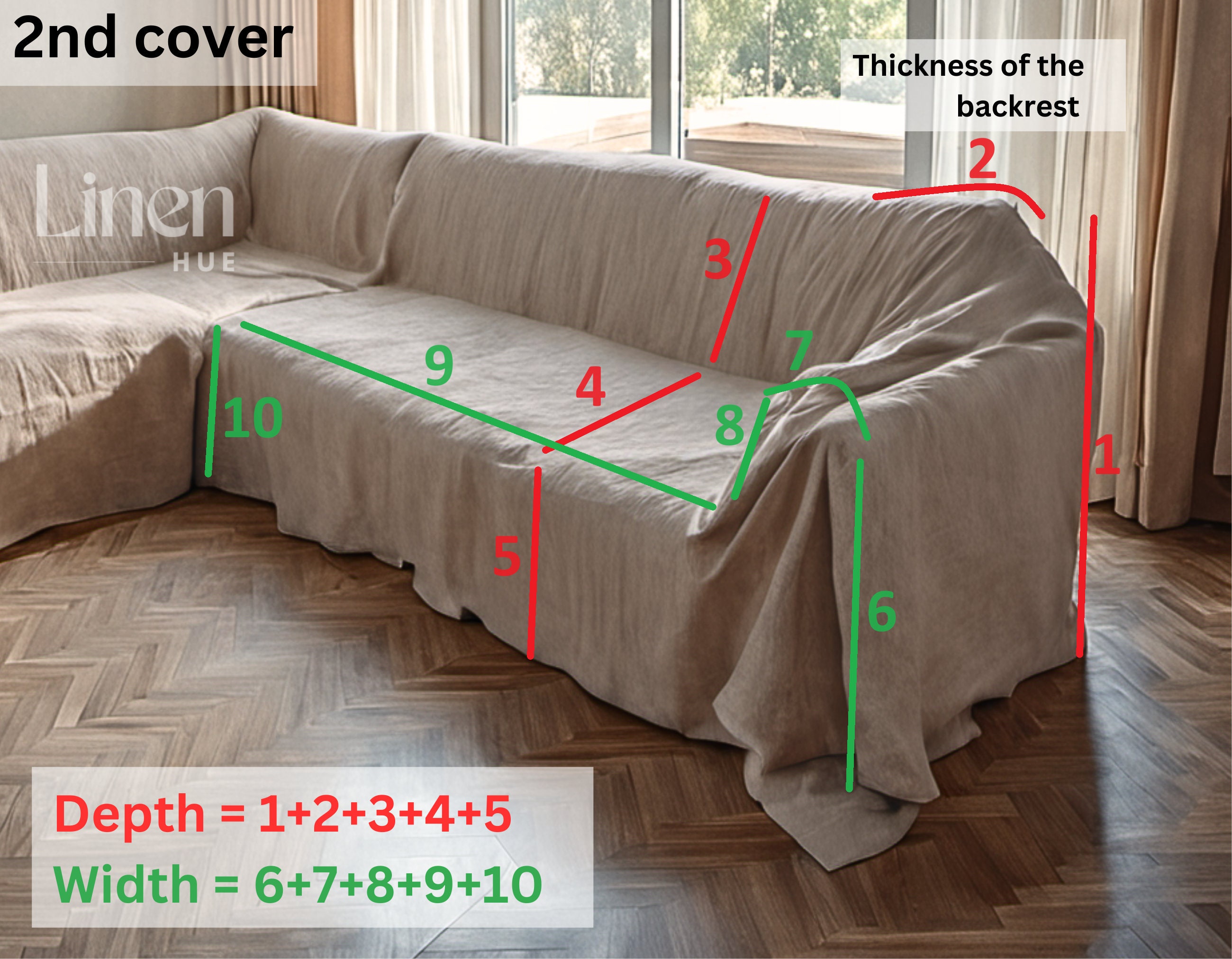 L Shape Sofa Cover, Natural Linen Slipcover, Loose Sectional Sofa ...