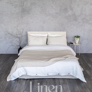 Washed Linen Bed Top Sheet, Linen Bedspread, Linen Bed Coverlet, Linen ...