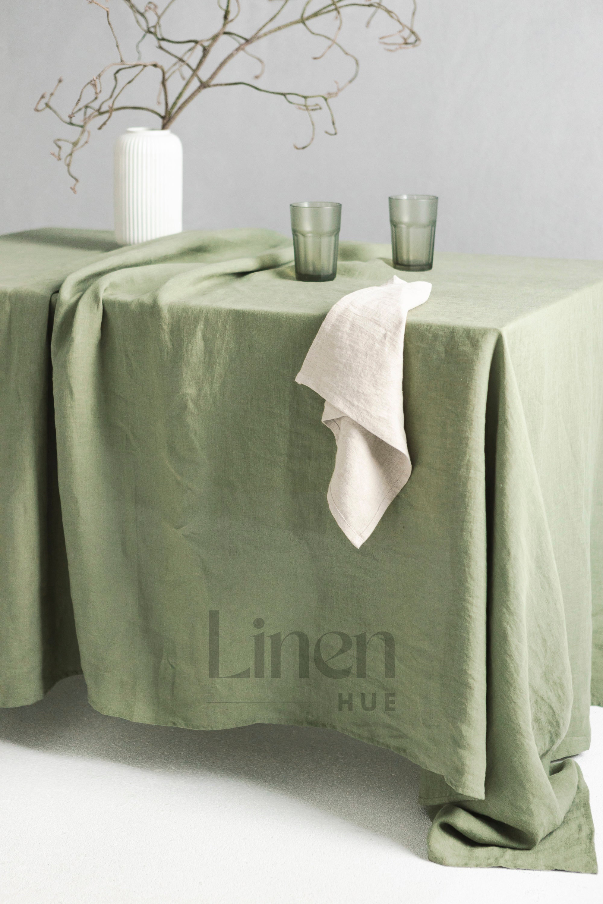 Natural Linen Tablecloth, Extra Large Rectangle Tablecloth, Oval Table ...