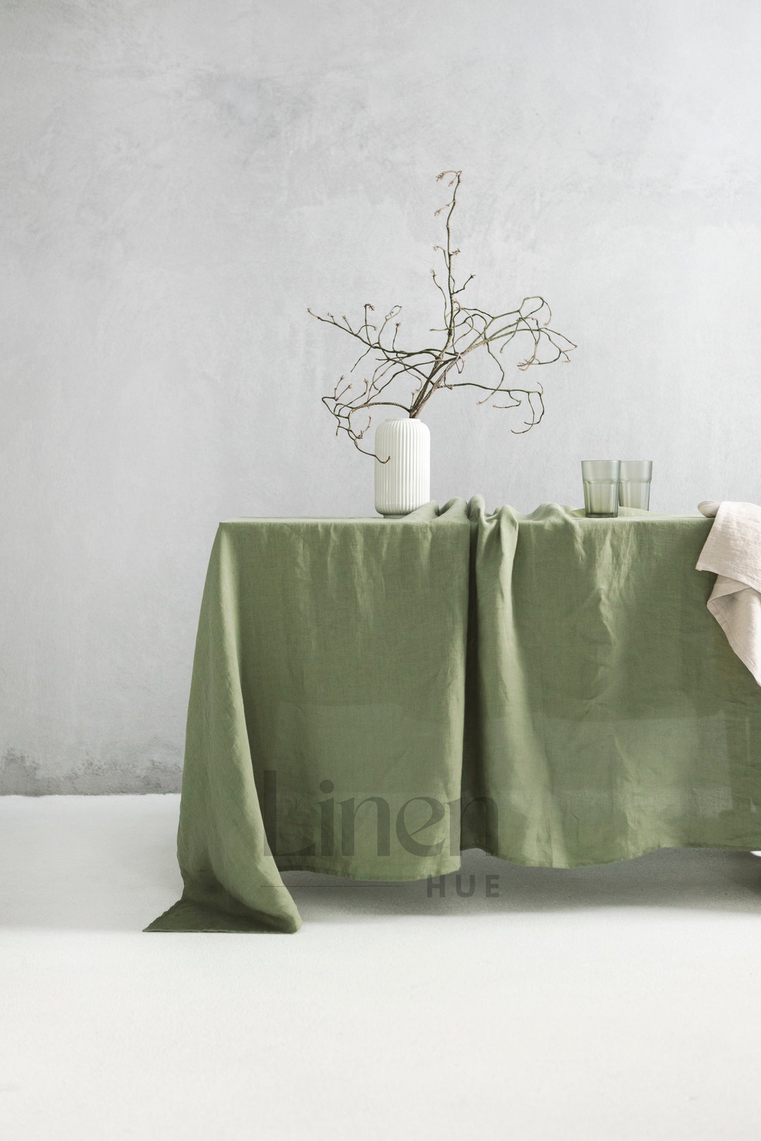 Natural Linen Tablecloth, Extra Large Rectangle Tablecloth, Oval Table ...