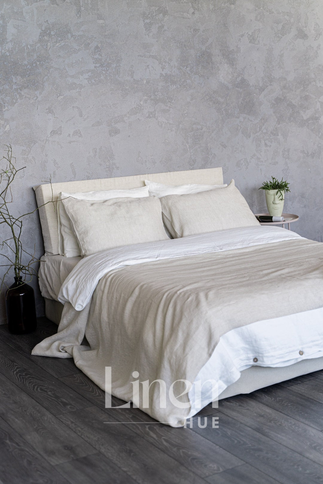 Washed Linen Bed Top Sheet, Linen Bedspread, Linen Bed Coverlet, Linen ...