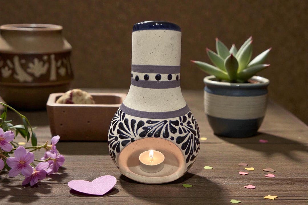 Cobalt Blue Tea Light Mexican Chiminea, Tabletop Mini Chimenea, Insense ...