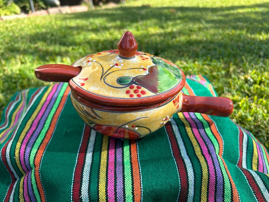 Talavera Salsa Bowl With Lid and Spoon, Condiment Bowls, Ceramic Salsa ...