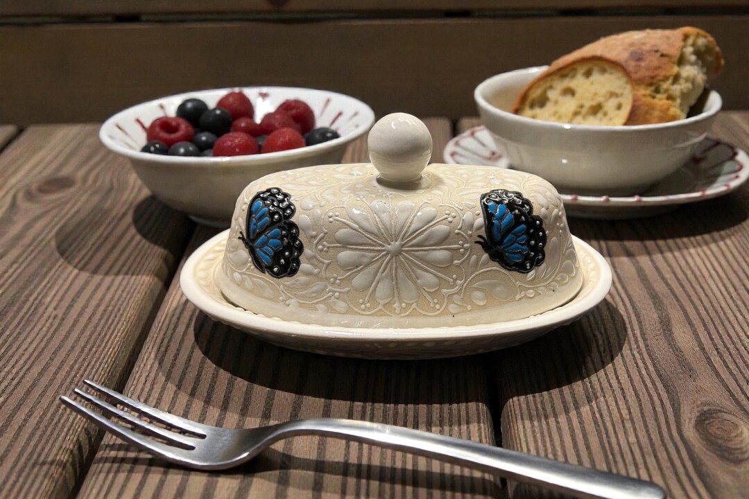 Mariposa Monarca Azul Butter Dish, Monarch Butterfly Mexican Butter ...