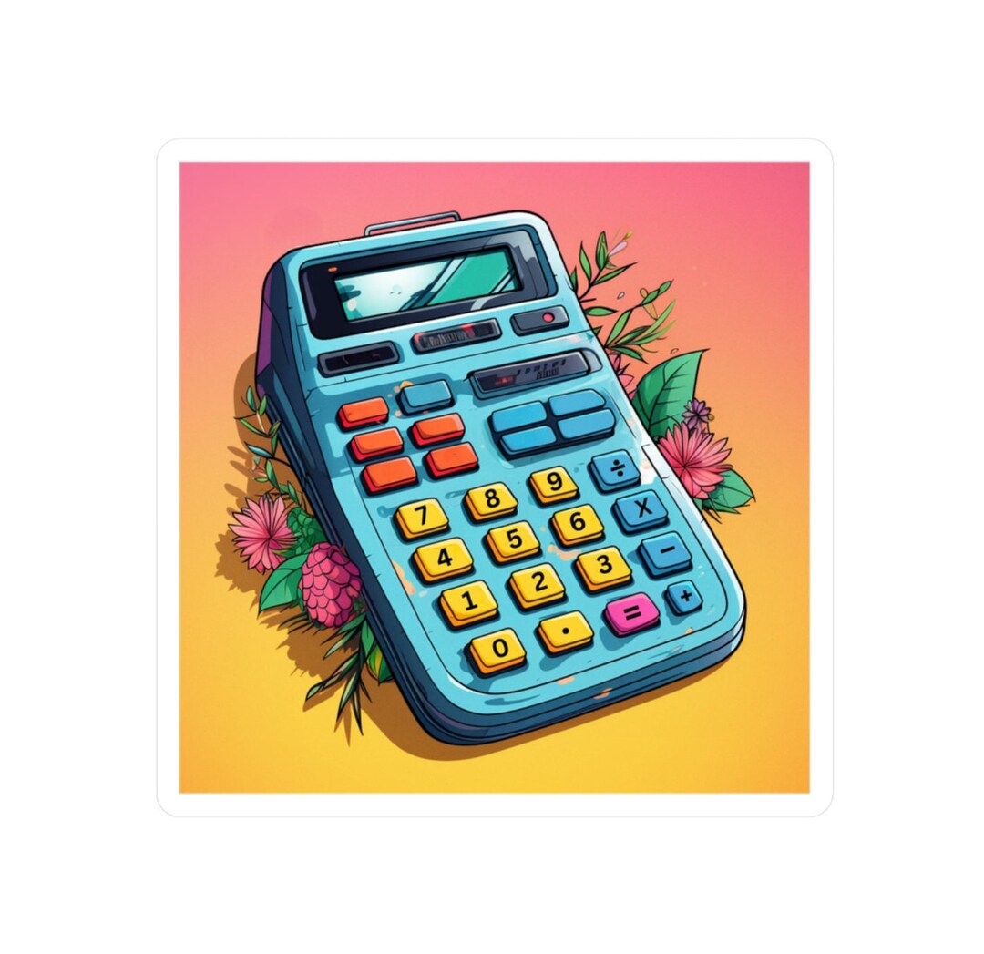 Neon 90s Calculator Sticker Retro Math Sticker Waterproof - Etsy