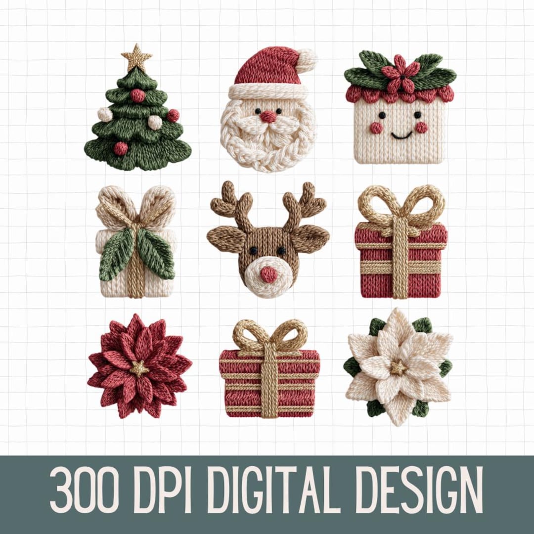 Christmas Things Latch Hook Yarn PNG | Digital Download | DTF Transfer ...