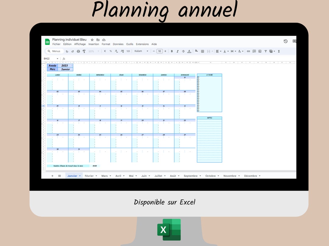 Editable Monthly Planner, Automatic Monthly Planner, Microsoft Excel - Etsy