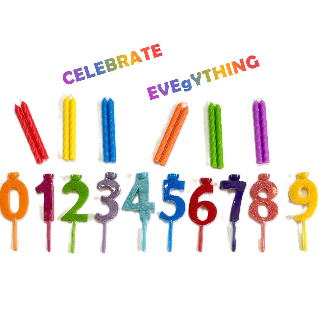 10 Piece Colorful Birthday Number Holders-cake Toppers. Perfect for ...