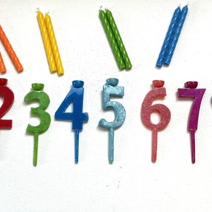 Colorful Resin Birthday Number Cake Toppers With Candles - Etsy