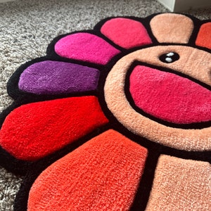 Murakami Inspired Flower Rug - Etsy