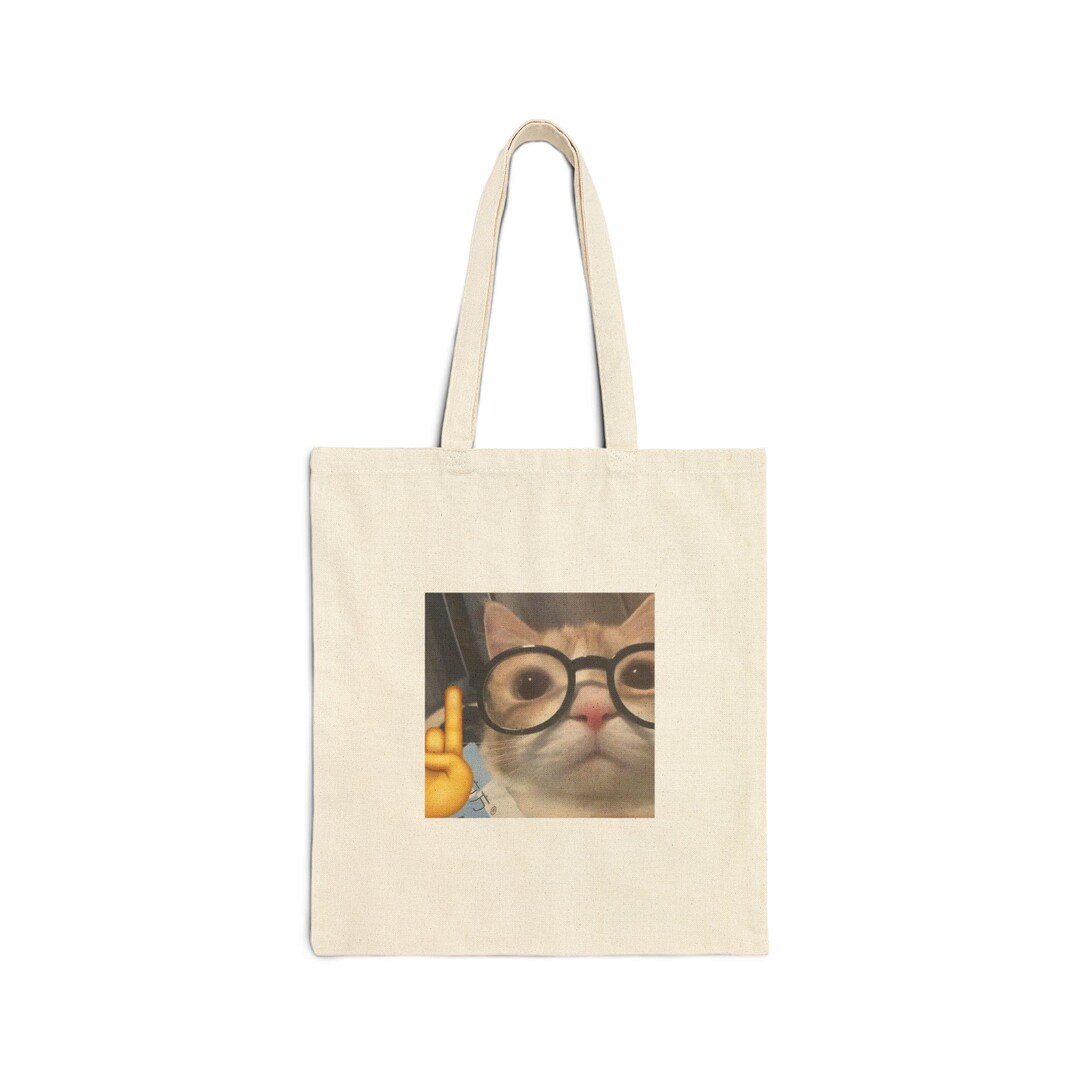 Erm Nerd Cat Meme Tote Bag Funny Kitty Reusable Shopping Bag, Cat Lover ...