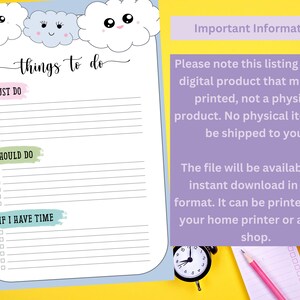 Cute to Do Lists Printable | Set of 2 With Different Designs | Daily ...