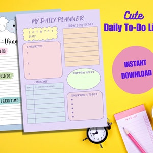 Cute to Do Lists Printable | Set of 2 With Different Designs | Daily ...