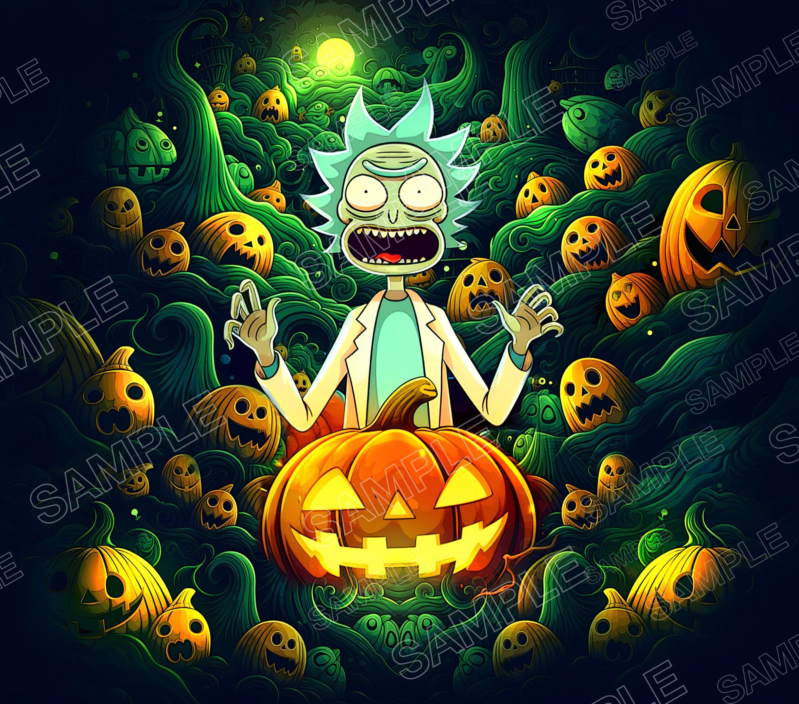 Halloween Rick and Morty Digital Art for Your Original Skinny Tumbler ...