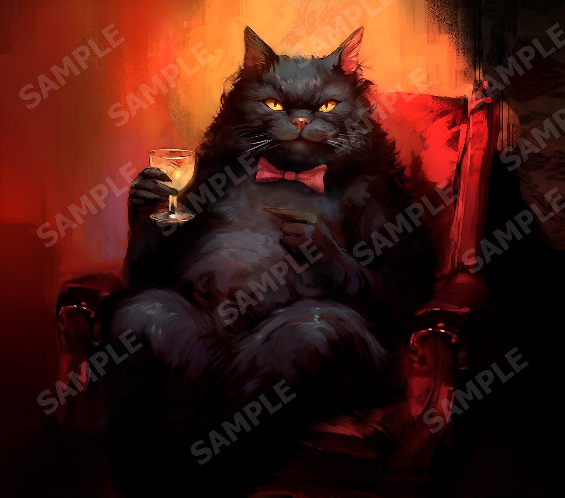 Black Cat Poster Digital Wall Art Master and Margarita Kot Begemot ...