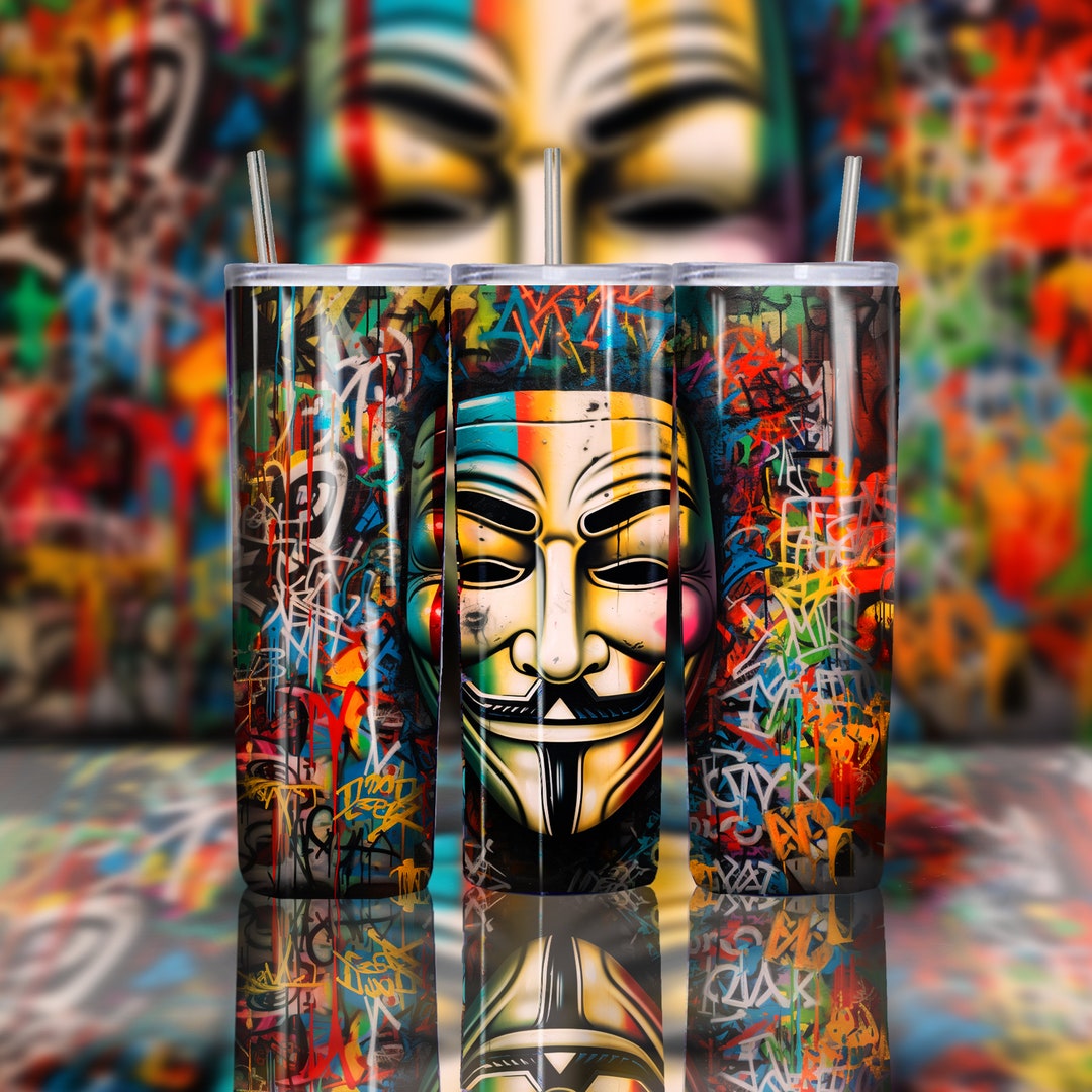 V for Vendetta Hacker Mask Anonymous Colorful Full Wrap Digital Art ...