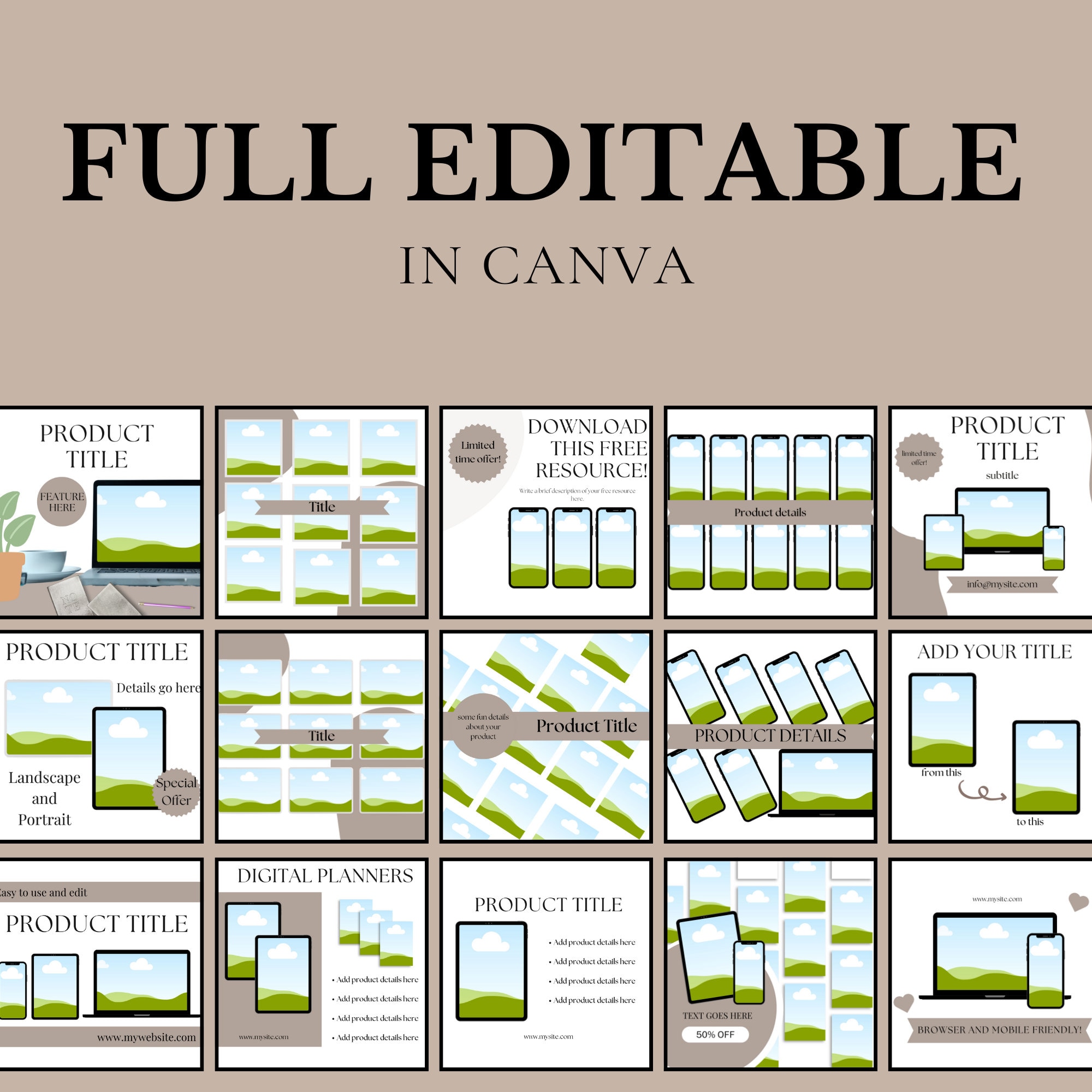 40 Pages Etsy Listing Mockup Templates, Etsy Mockup Digital Product ...