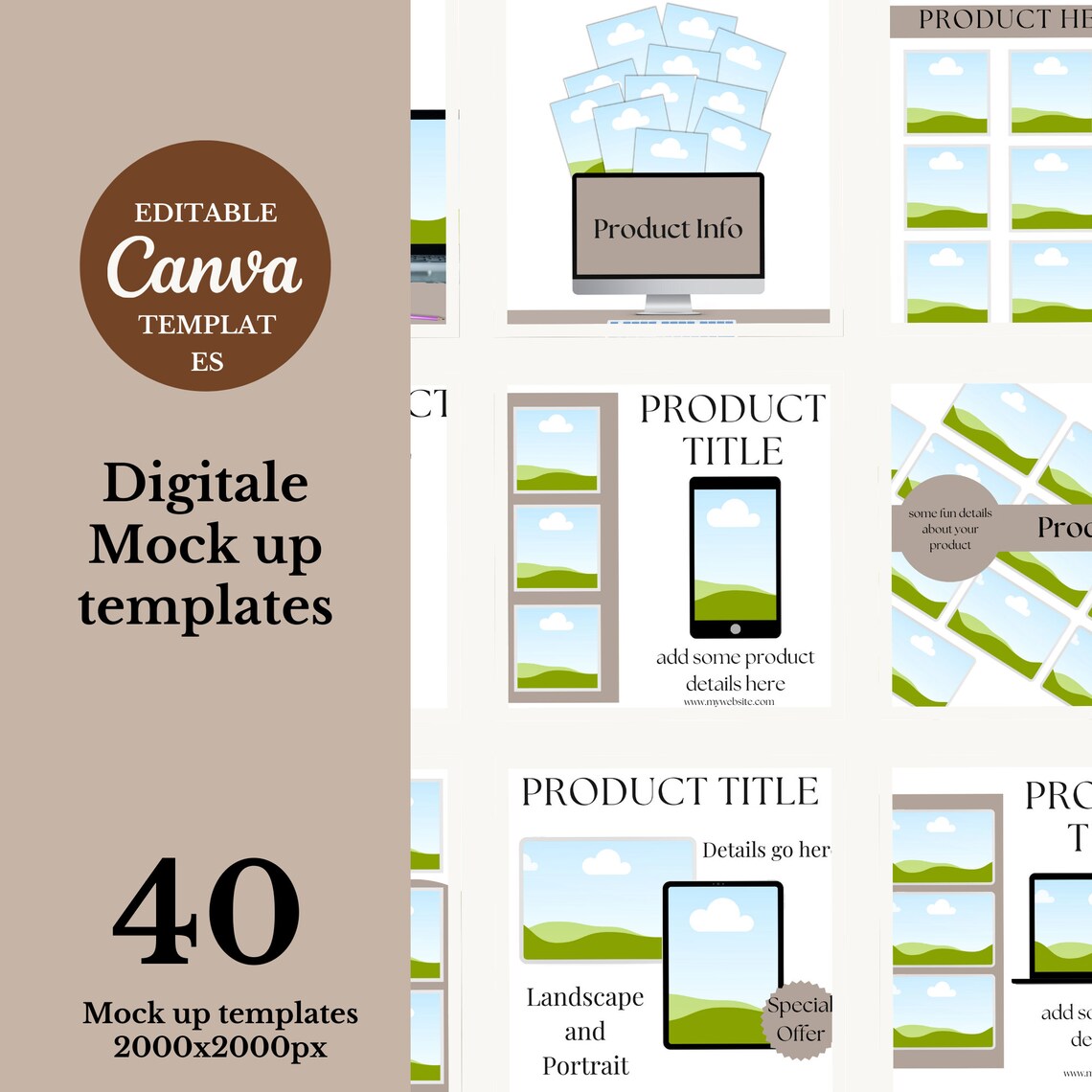40 Pages Etsy Listing Mockup Templates, Etsy Mockup Digital Product ...