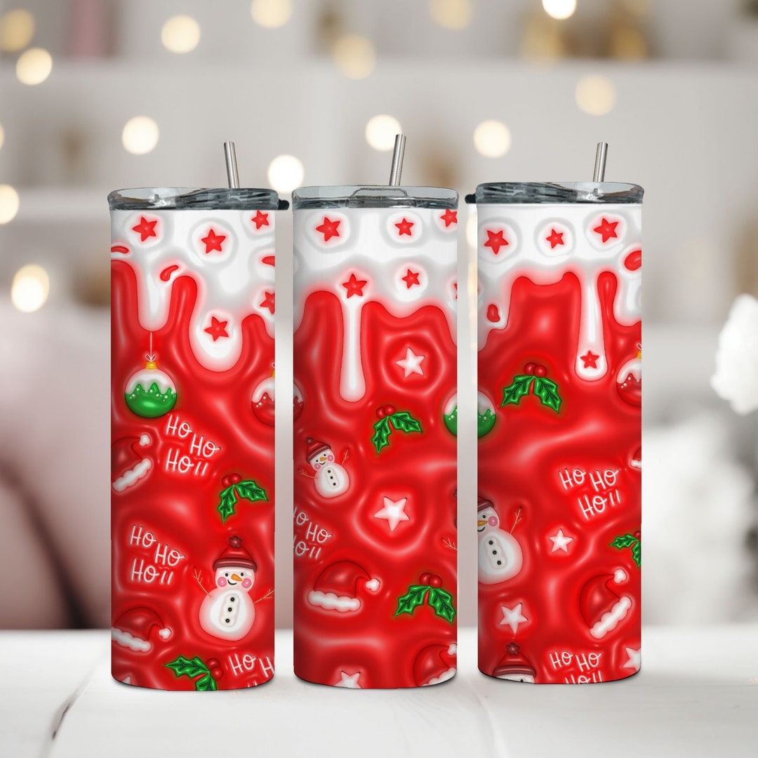 3D Puff Christmas Tumbler Wrap, Christmas Puffy Tumbler Sublimation, 3D ...