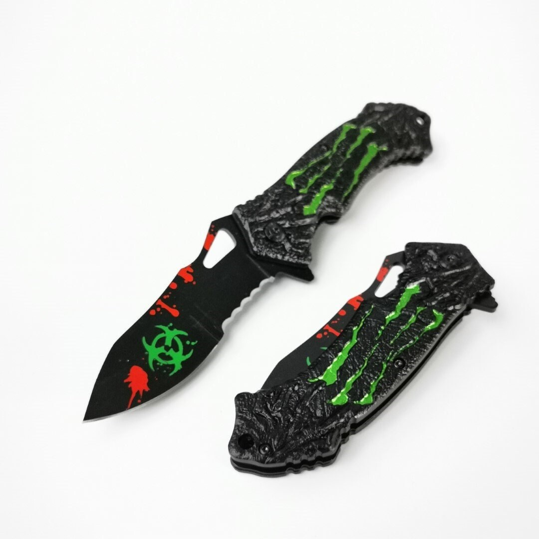 ZOMBIE Hunter Apocalypse Biohazard Green Claw Pocket Folding Knife ...