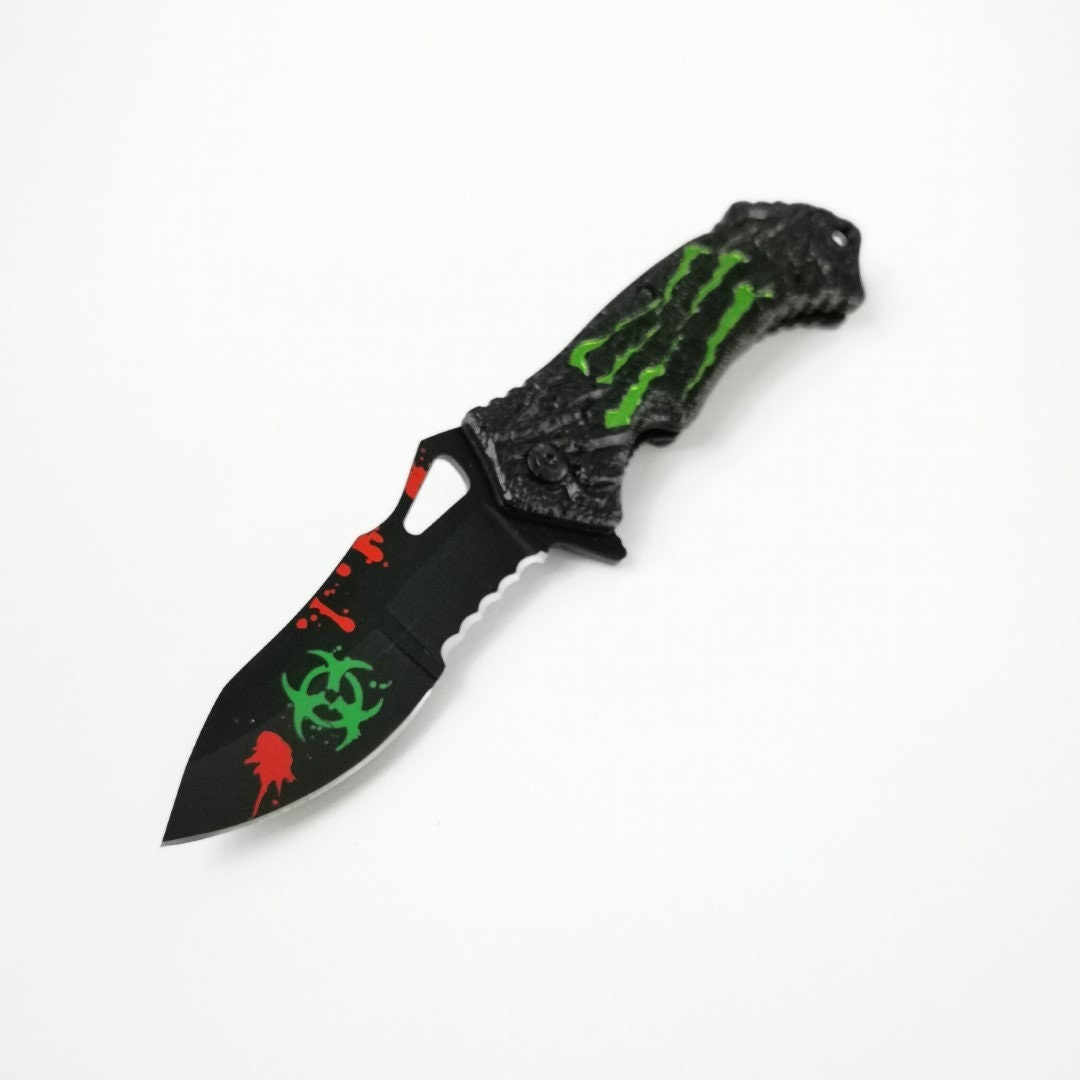 ZOMBIE Hunter Apocalypse Biohazard Green Claw Pocket Folding Knife ...