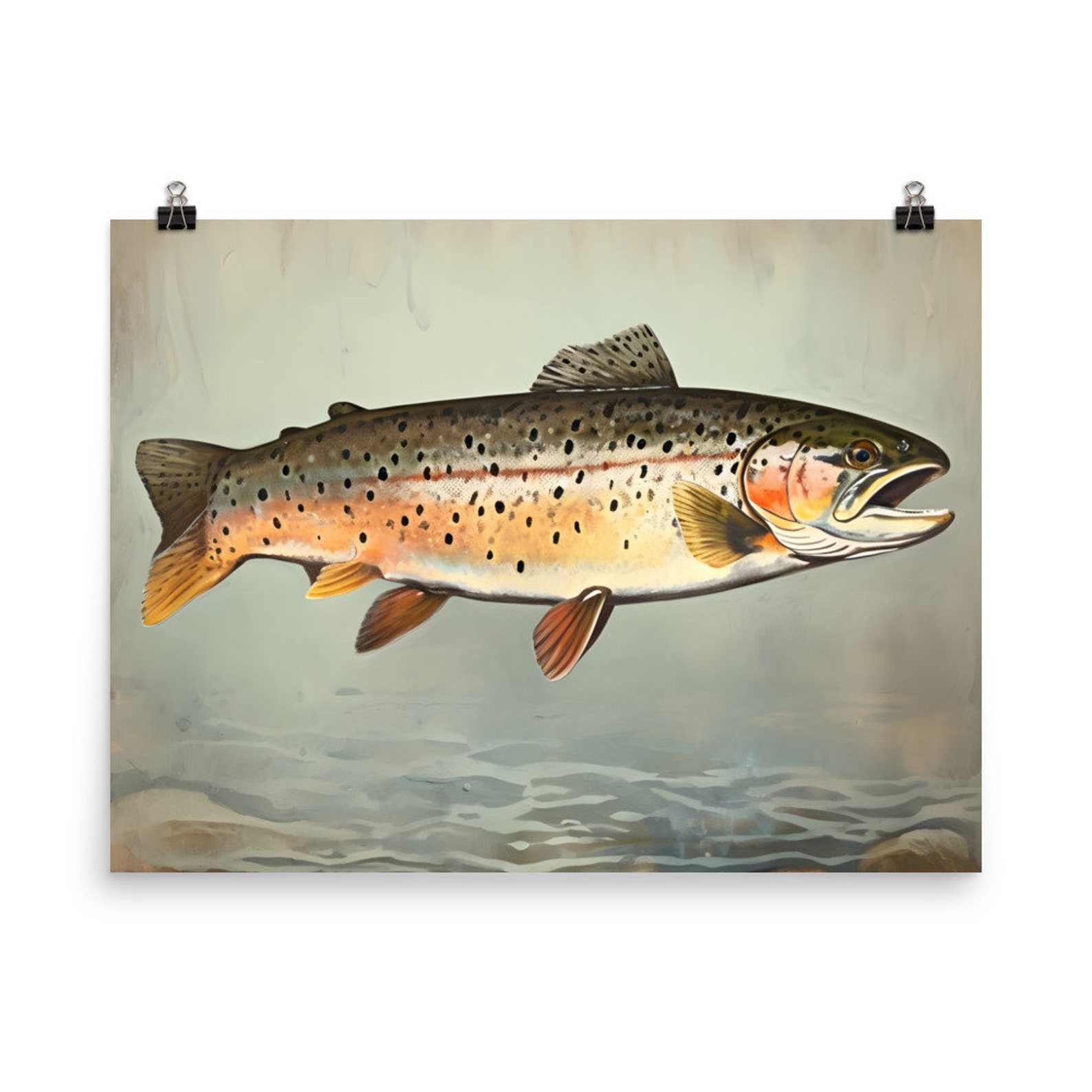 Trout Print, Vintage Fish Poster, Cabin Wall Art, Trout Poster, Fly ...