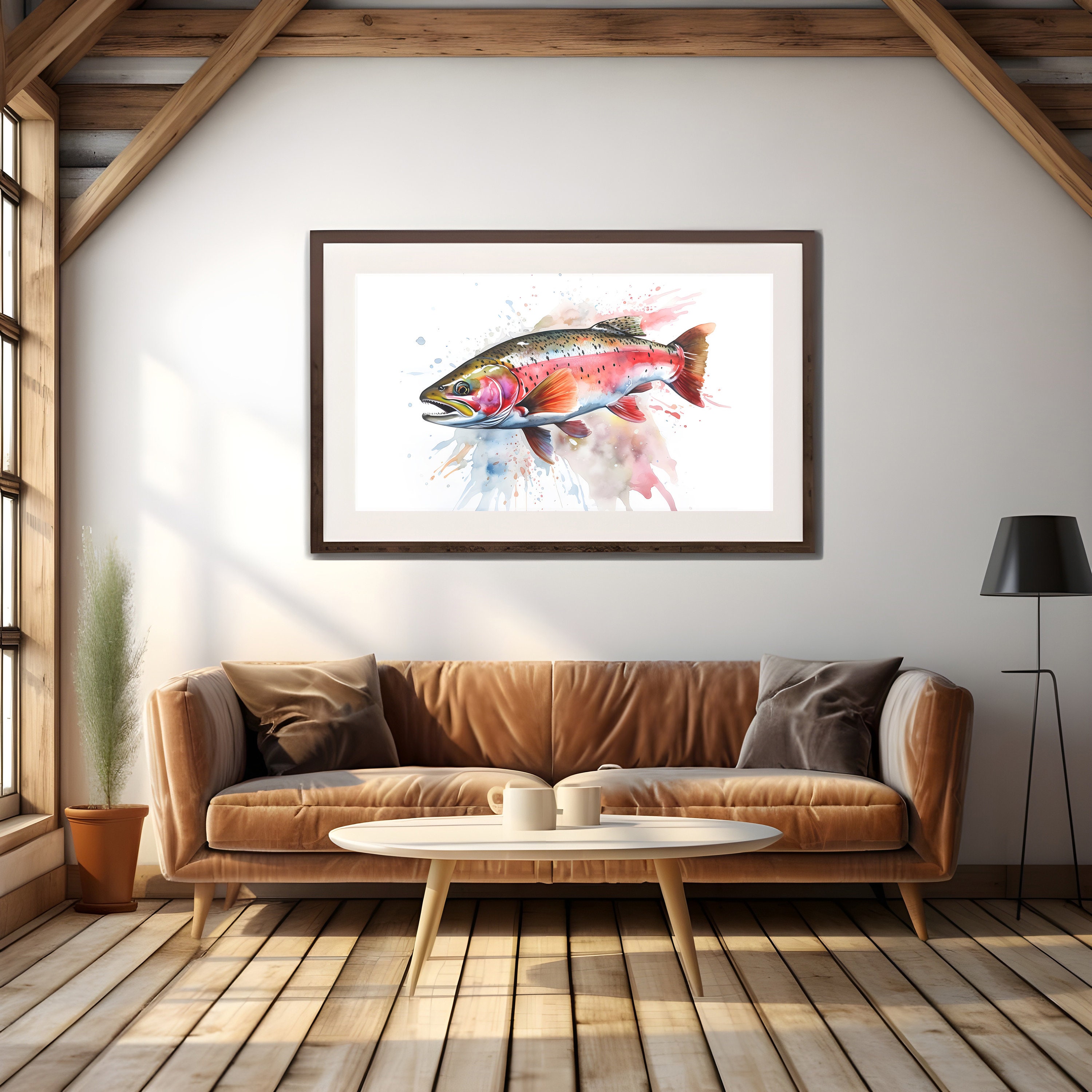 Rainbow Trout Poster, Fish Print, Cabin Decor, Gift for Fisherman, Fly ...