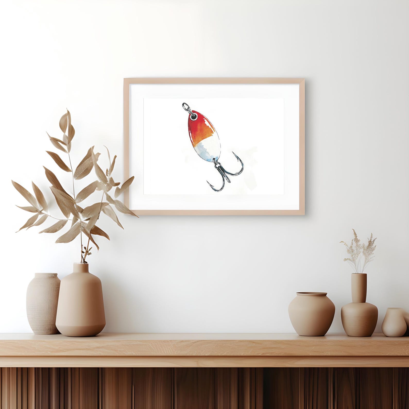 Red Devil Spoon Lure Watercolor Art Print, Fishing Decor for Outdoor ...