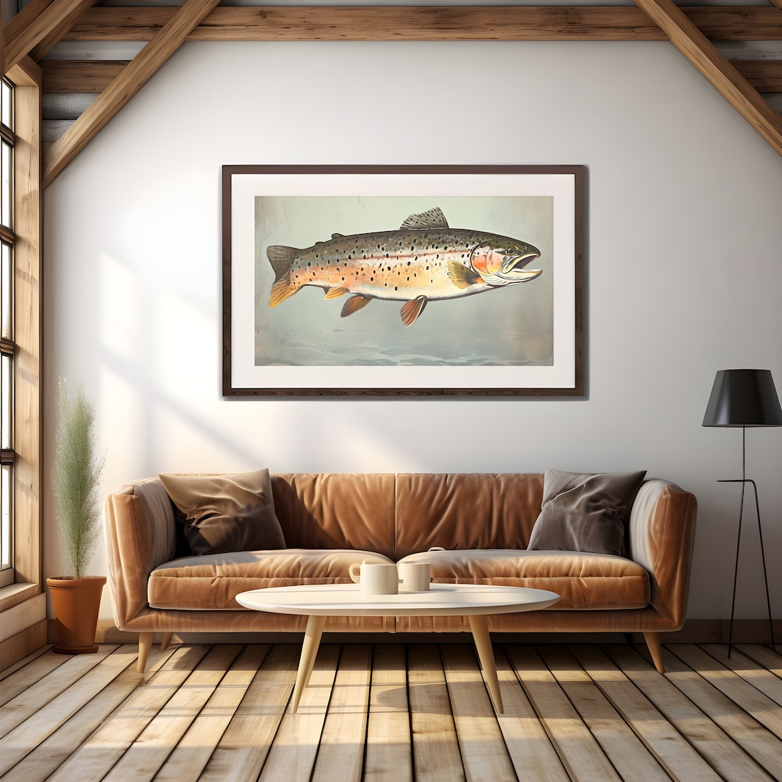 Trout Print, Vintage Fish Poster, Cabin Wall Art, Trout Poster, Fly ...
